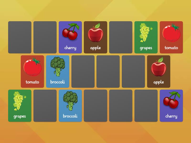 Memory game-fruits and vegetables - Matching pairs