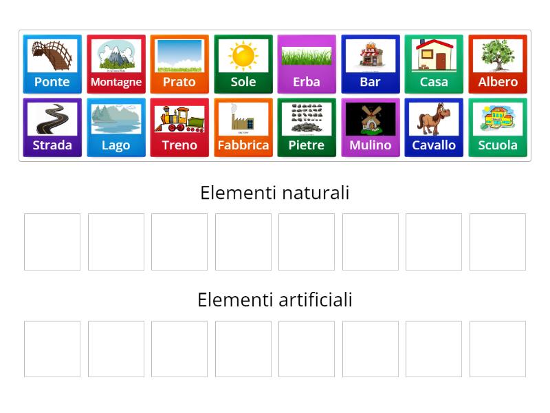 ELEMENTI NATURALI O ARTIFICIALI? - Posortuj