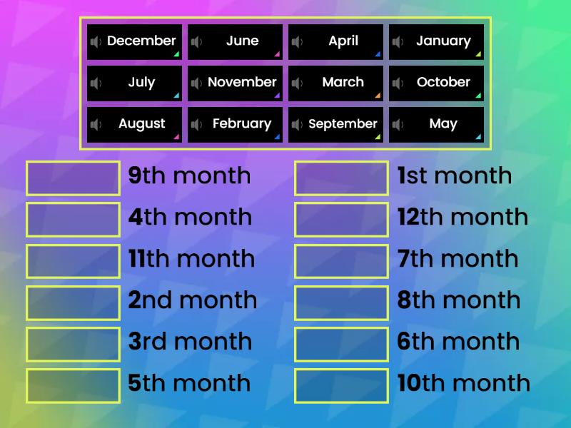 Math: Months of the year - Match up