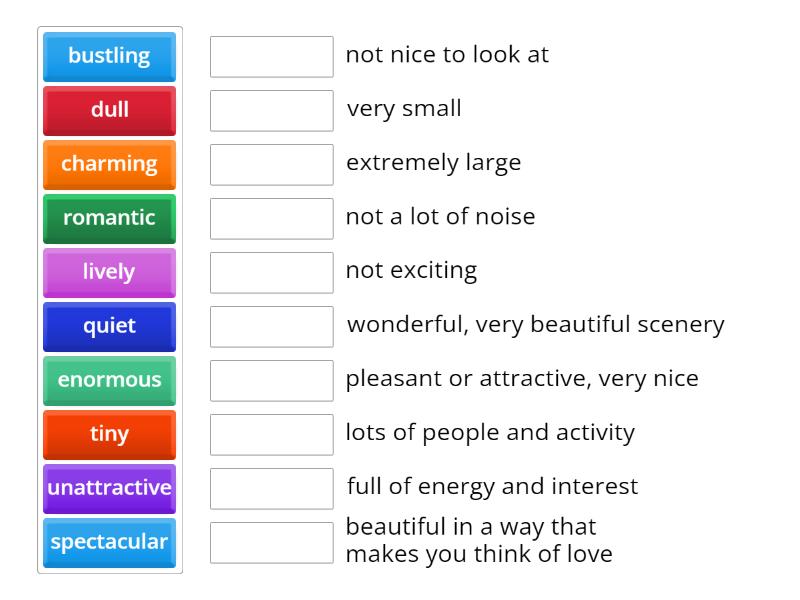 Adjectives to Describe Places - Match up