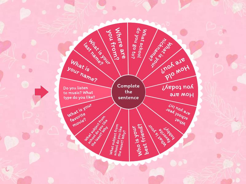 Personal Information Wheel - Spin the wheel