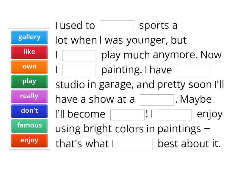 Hobbies and interests - Complete the sentence