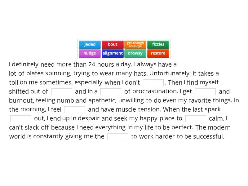 text 3 (7 types of rest) - Complete the sentence