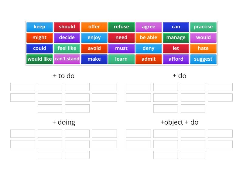 7B Verb patterns - Group sort