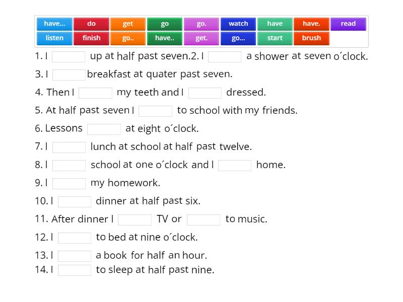 Daily routines - Complete the sentence