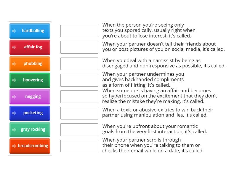 Relationship Vocabulary - Match up