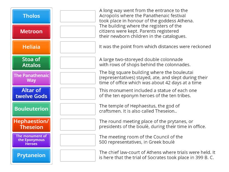 Athens Ancient Agora-Important buildings and sites - Match up