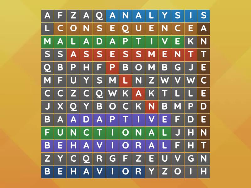 FUNCTIONAL BEHAVIORAL ASSESSMENT WORD SEARCH - Wordsearch