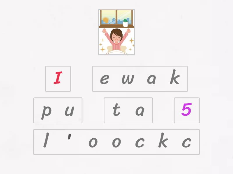 simple present (routine and time) - Anagram