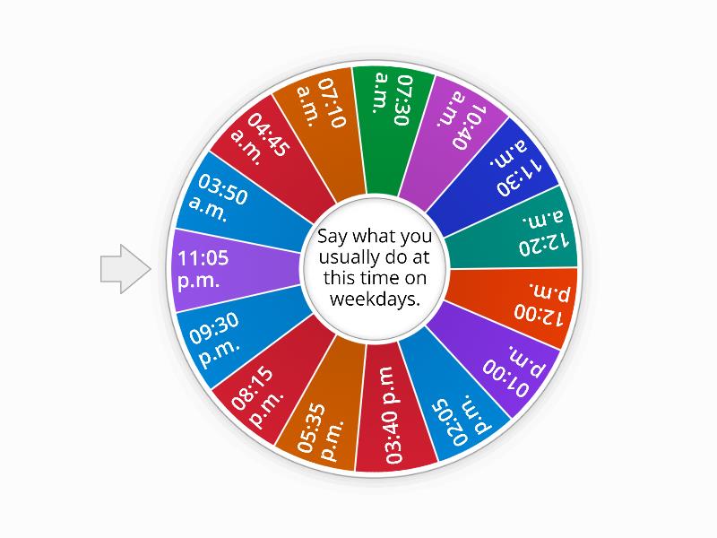 Telling the time - Spin the wheel