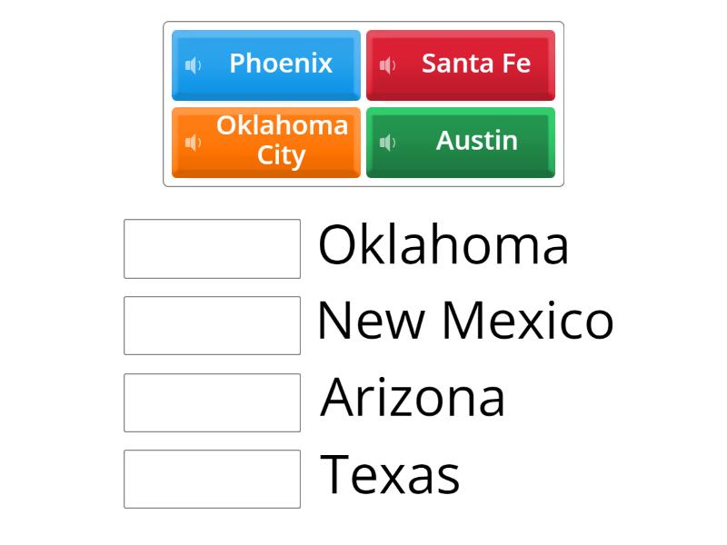 Southwest States & Capitals - Match up