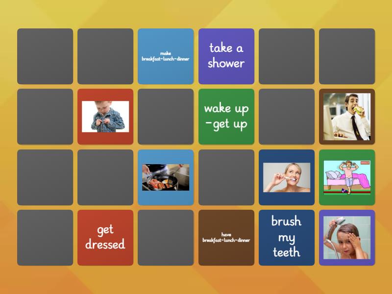 Daily routine verbs - Matching pairs