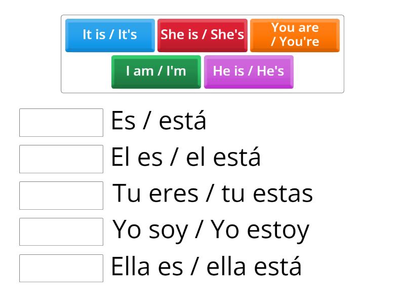 I, you, he and she to spanish - Une las parejas