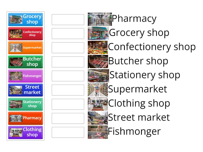 Different types of shops (LA) - Une las parejas