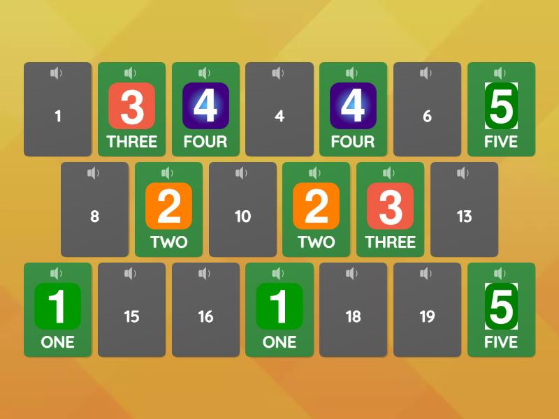 1. MEMORY GAME: NUMBERS 1 TO 10 - - Matching pairs