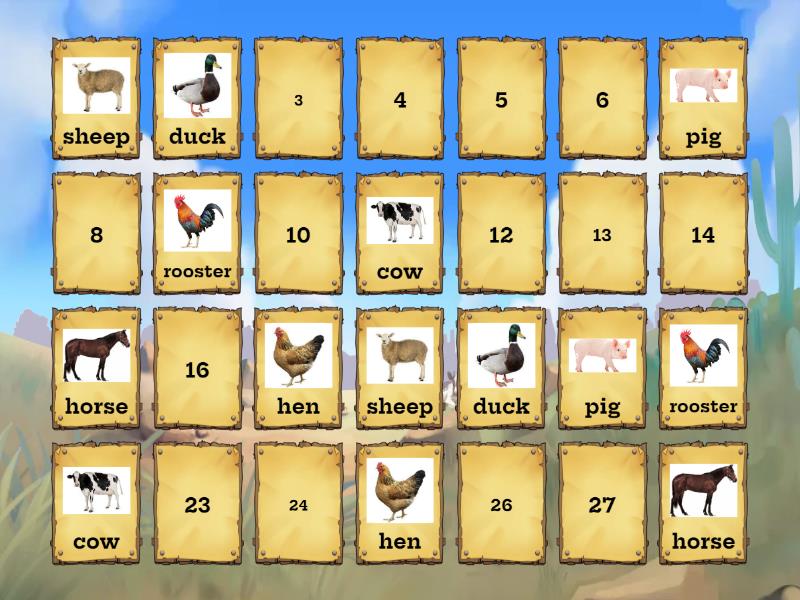 Memory game - farm animals - MEIE - Matching pairs