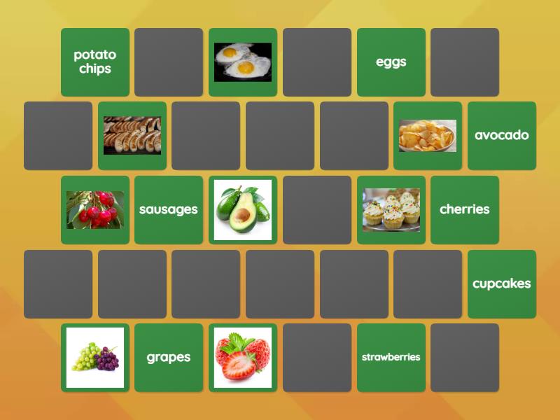 Unit 2 - Foods - Matching pairs