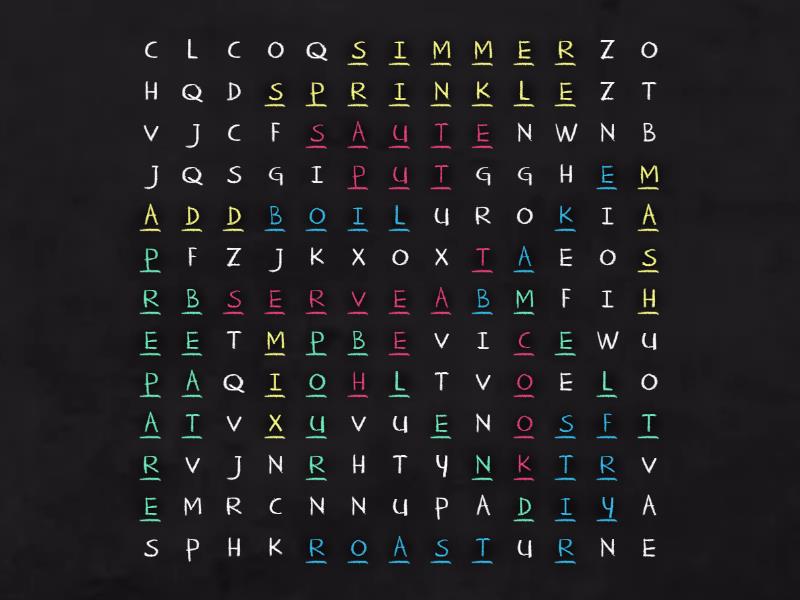 PROCEDURE TEXT: ACTION VERBS - Wordsearch