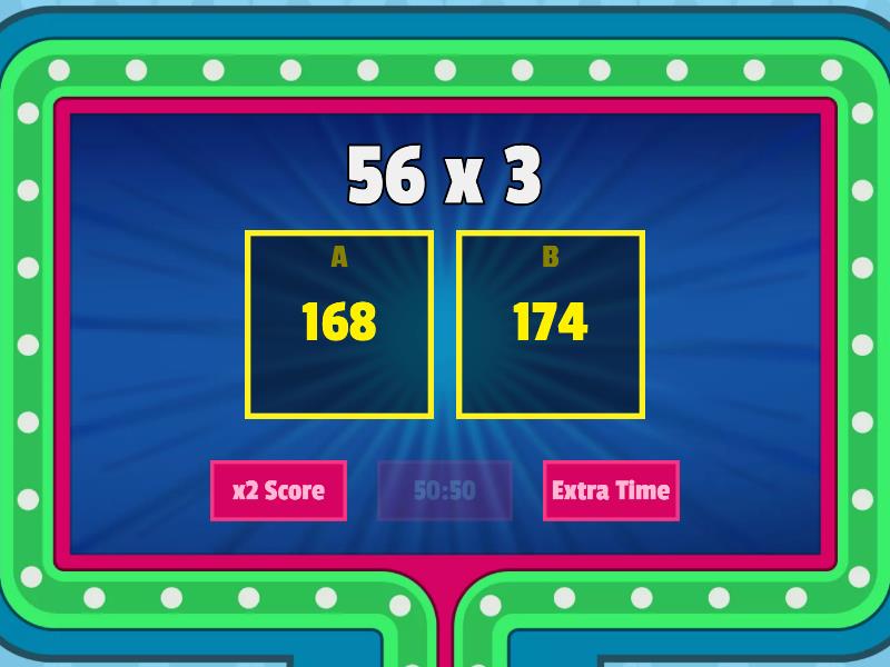 2 digit x 1 digit multiplication - Gameshow quiz