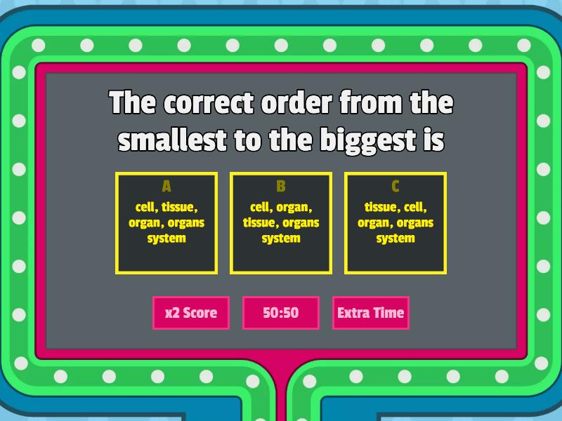 Cells, tissues and organs - Gameshow quiz