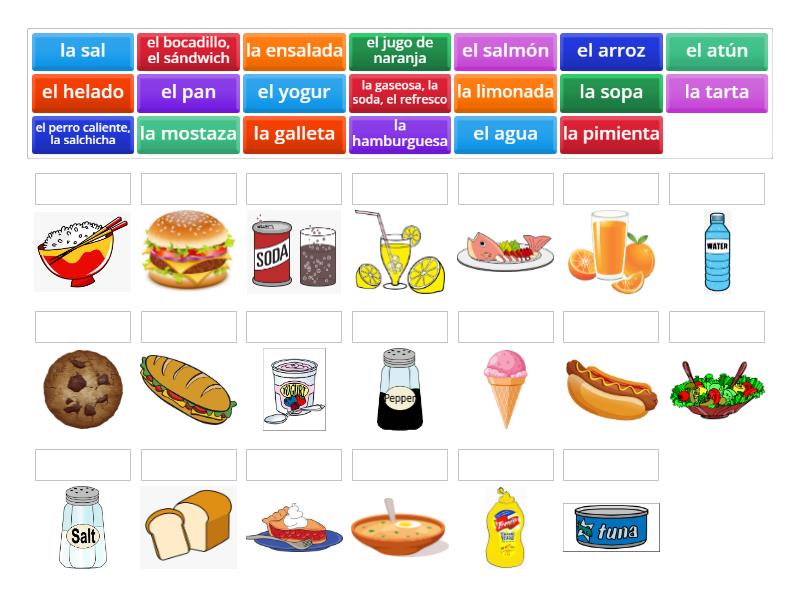 La Comida y Las Bebidas - Match up