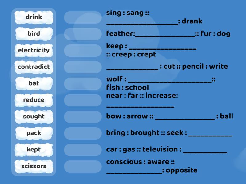 Analogy Practice - Match up