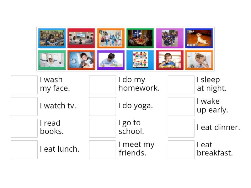 Daily routine verbs - present simple - Match up