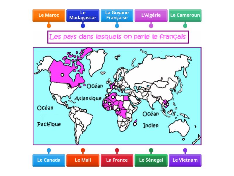 Les pays de la francophonie - Labelled diagram