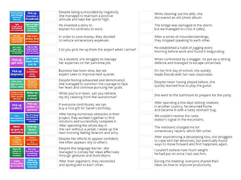 Phrasal Verbs - Matching - Match up