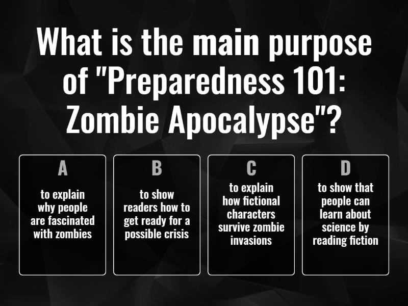Preparedness 101: Zombie Apocalypse履‍♀️ - Quiz