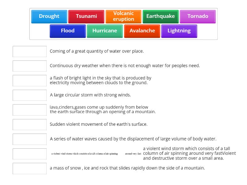 Natural Disasters (matching) - Match up