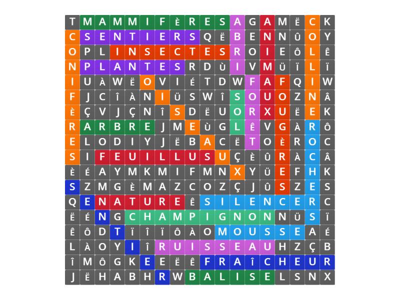 Mots cachés Accès Nature - Wordsearch