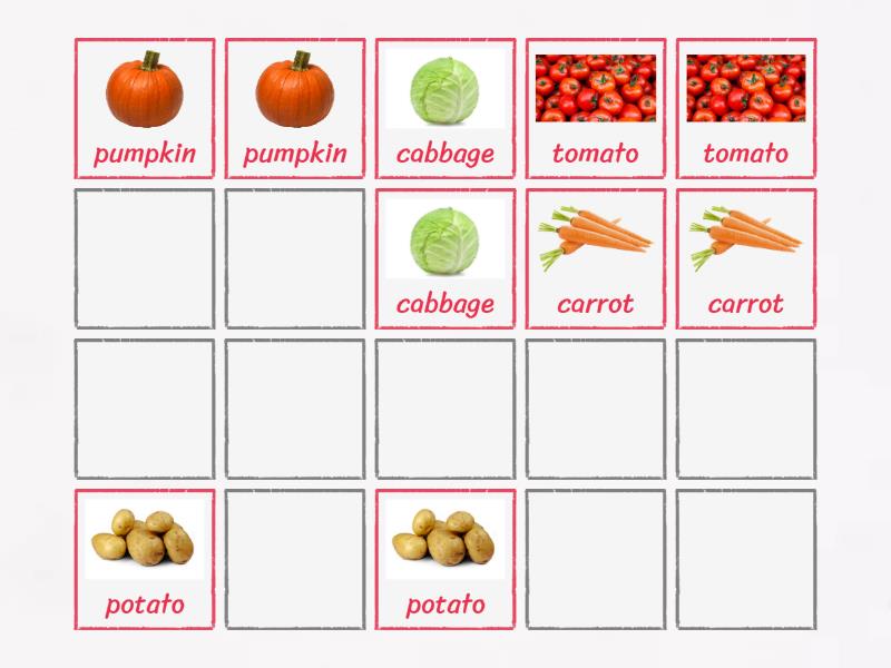 vegetables - Matching pairs