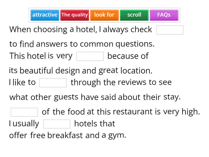 Hotel - Complete the sentence