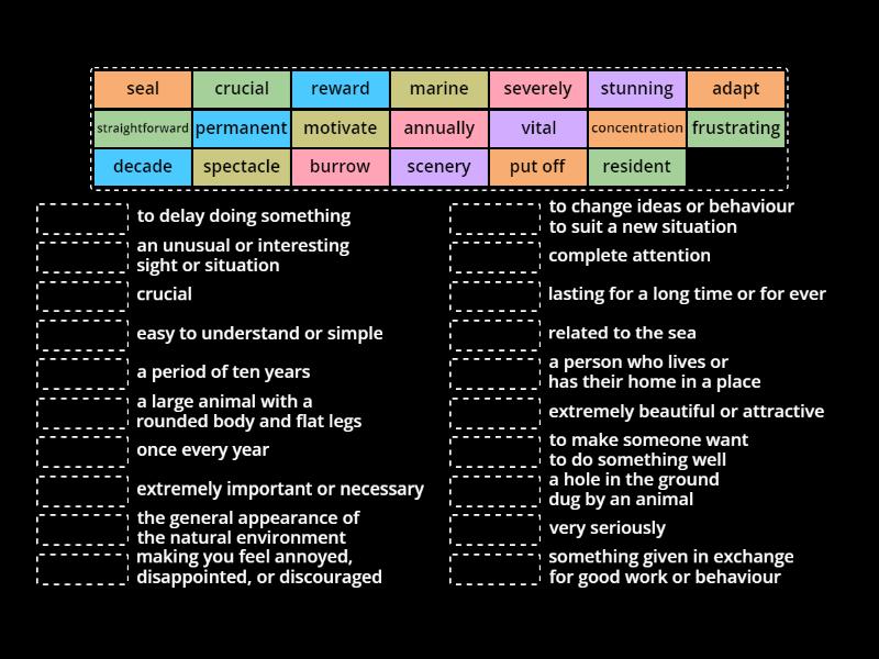 Y11 ESL KC2 Reading Ex1 & 2 Vocabulary - Match up
