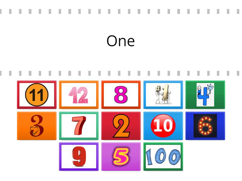 Numbers 1-12 and 100 - Find the match