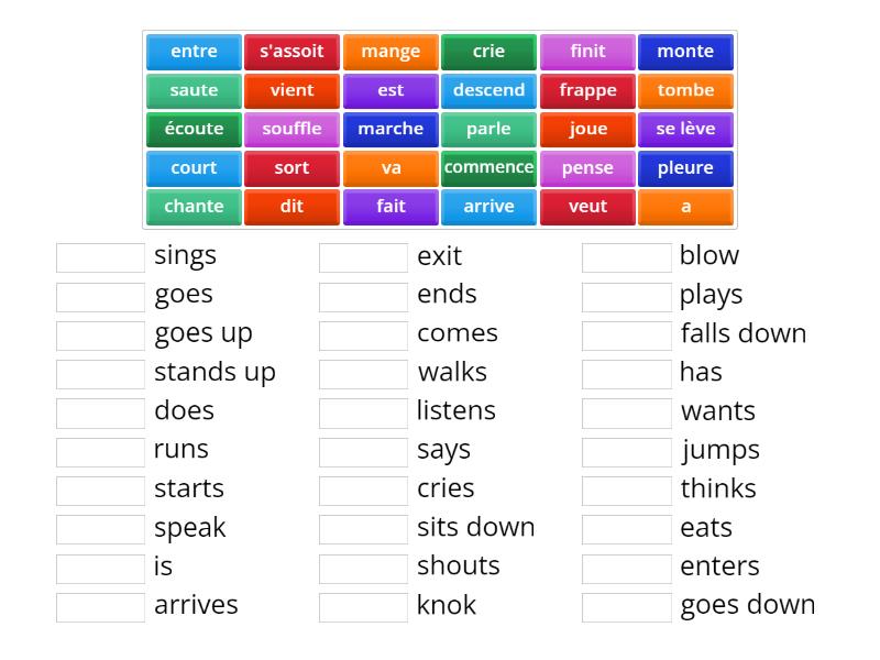 TPC les verbes - Match up