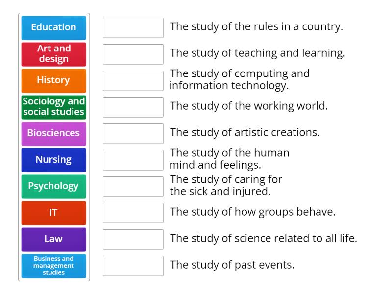 Academic subjects - Match up