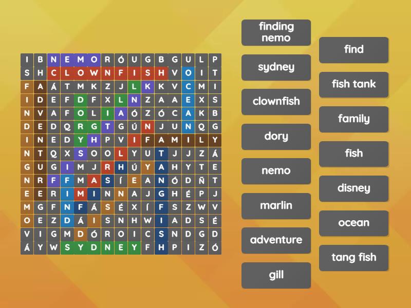 Finding Nemo Activity - Wordsearch