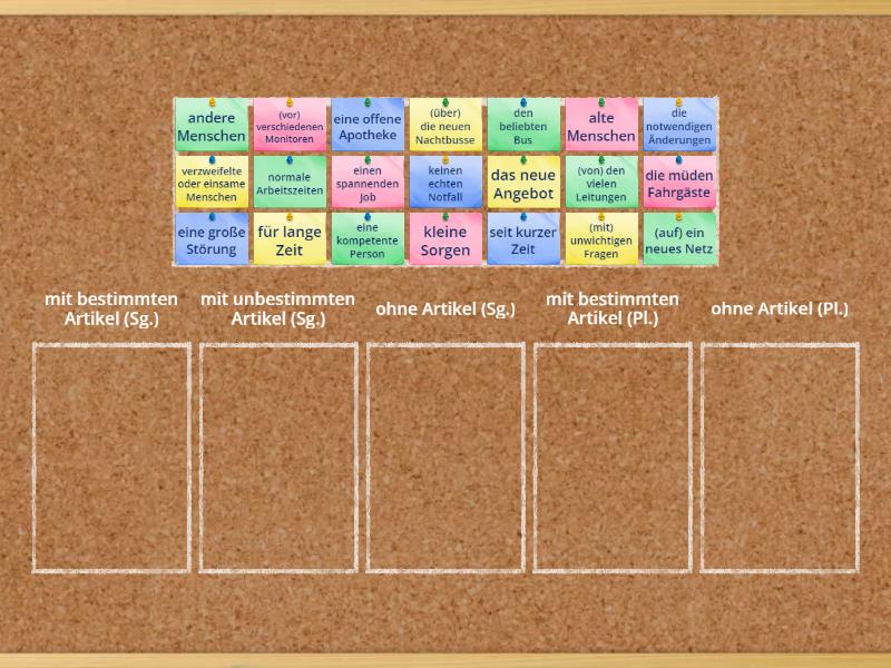 Adjektivdeklination (B1+) - Group sort
