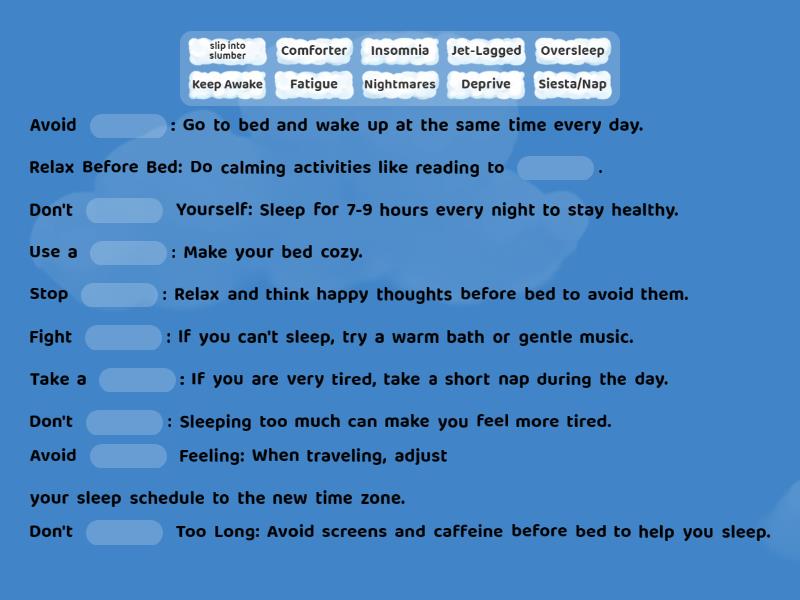 sleep - Complete the sentence