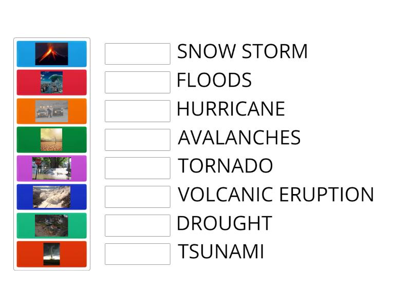 NATURAL DISASTERS - Match up
