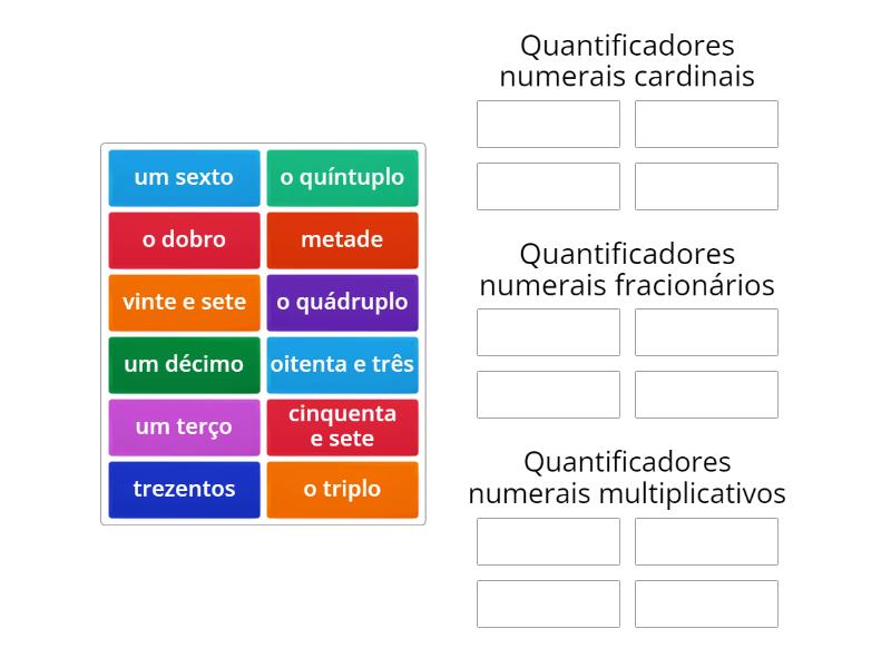 Quantificadores numerais - Classificação em grupos
