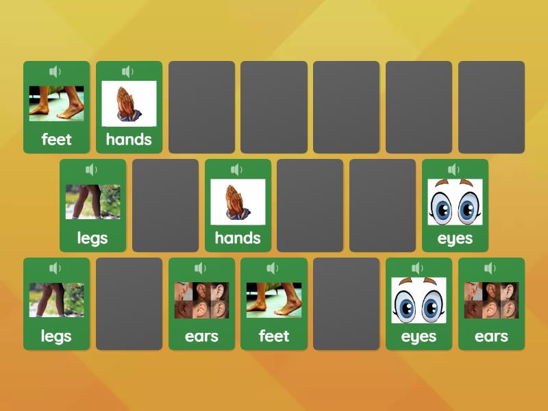 hands fingers legs & feet body parts w/ audio - Matching pairs