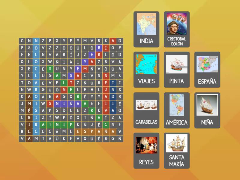 DESCUBRIMIENTO DE AMERICA - Sopa de letras