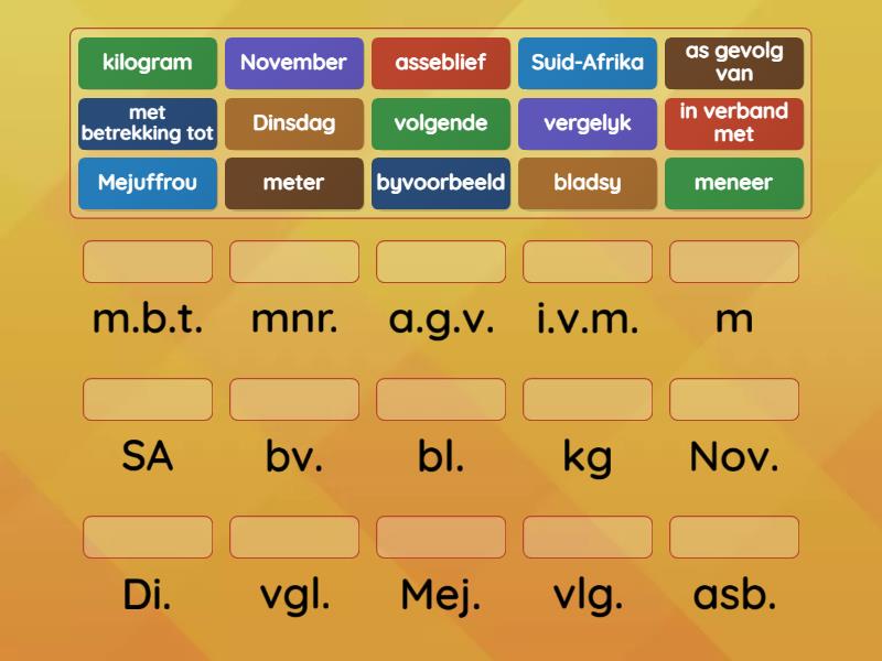 Afkortings - Match up