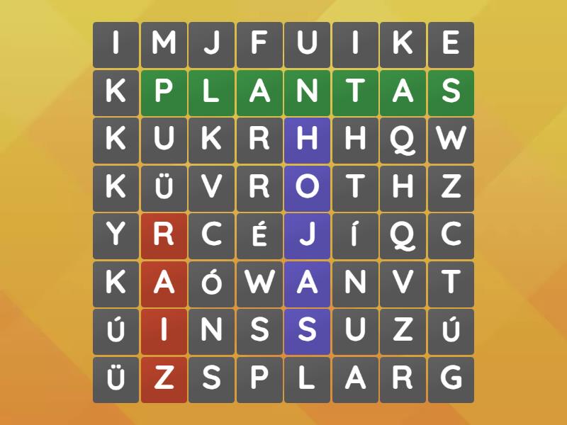 Caracteristicas de las plantas - Sopa de letras