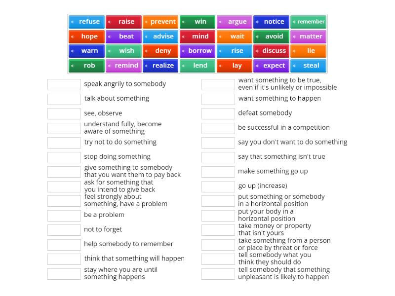 EF B2 unit 7A voc present, confused verbs - Match up