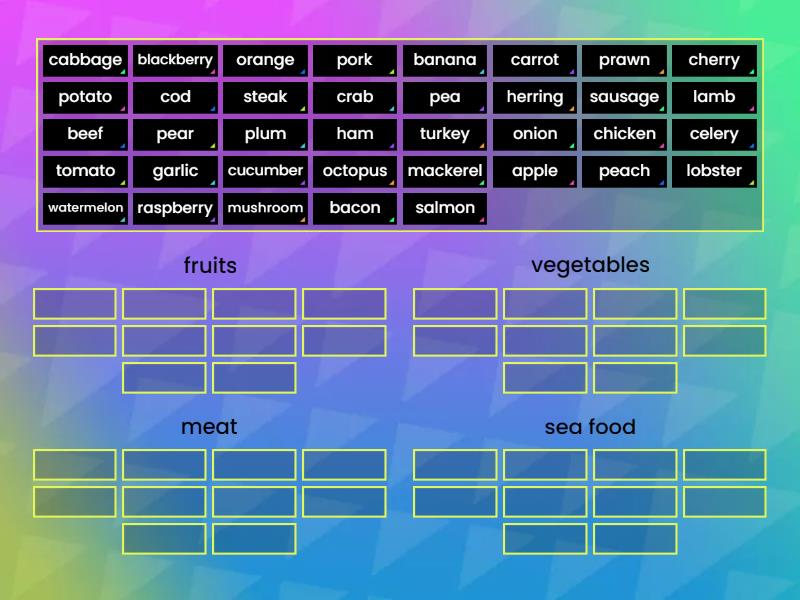 food and drinks a2-b1 - Group sort