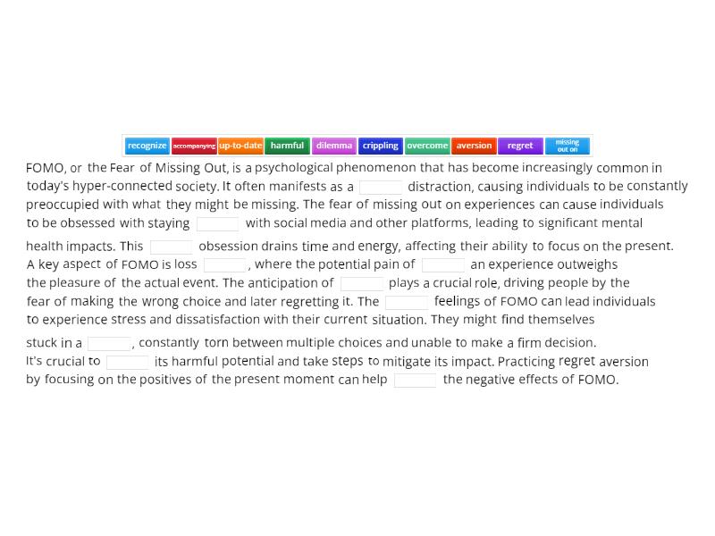 FOMO - fill the gaps - Complete the sentence